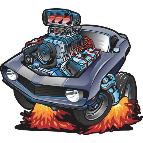 Sticker Cartoon Muscle Car Drag Rod Kustom 2 | MPA Déco