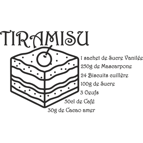 Sticker Recette TIRAMISU | MPA Déco