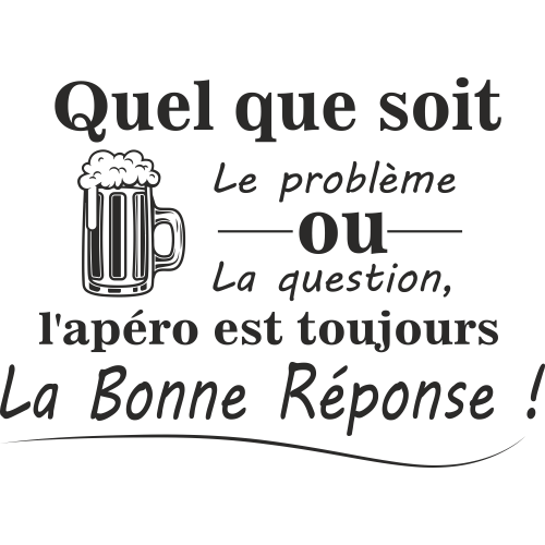 Sticker Mural Citation L'apéro est la bonne réponse | MPA Déco