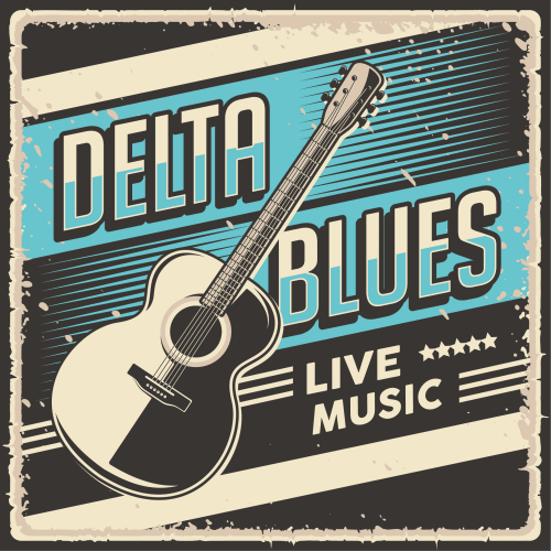 Sticker Vintage guitar music blues | MPA Déco