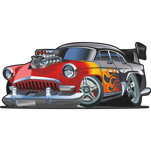 Sticker Cartoon Muscle Car Drag Rod | MPA Déco