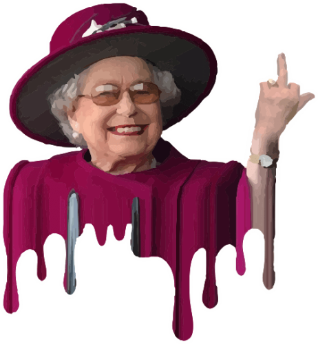 Sticker Hommage Reine D'angleterre Elizabeth II Doigt D'honneur | MPA Déco