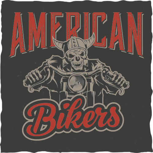 Sticker Vintage American Bikers - ref.d17822 | MPA Déco