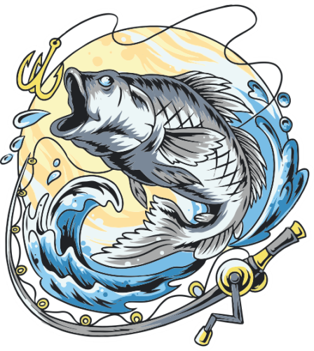 Sticker Pêche Poisson Canne à Pêche - ref.d20157 | MPA Déco