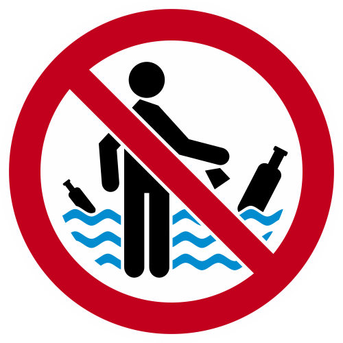 Sticker Panneau Interdiction De Jeter Déchets Dans L'eau | MPA Déco