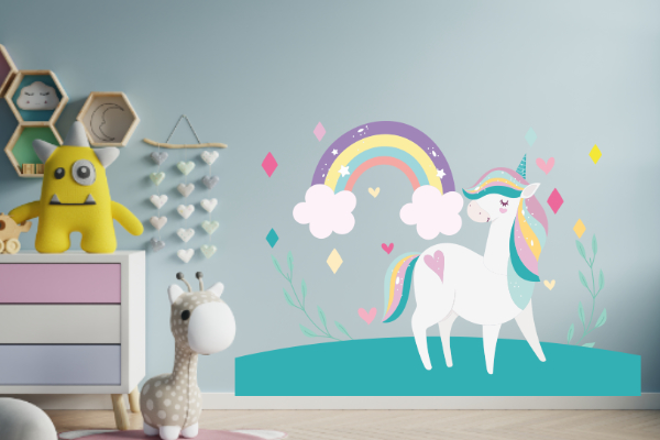 Sticker Mural Licorne Arc en Ciel - ref.d18413 | MPA Déco Sticker Mural Licorne Arc en Ciel - ref.d18413 | MPA Déco