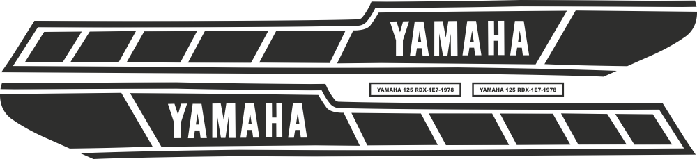 Kit autocollants Yamaha 125 RDX 1E7 1978 réservoir noir - ref.km-ya-2 ...